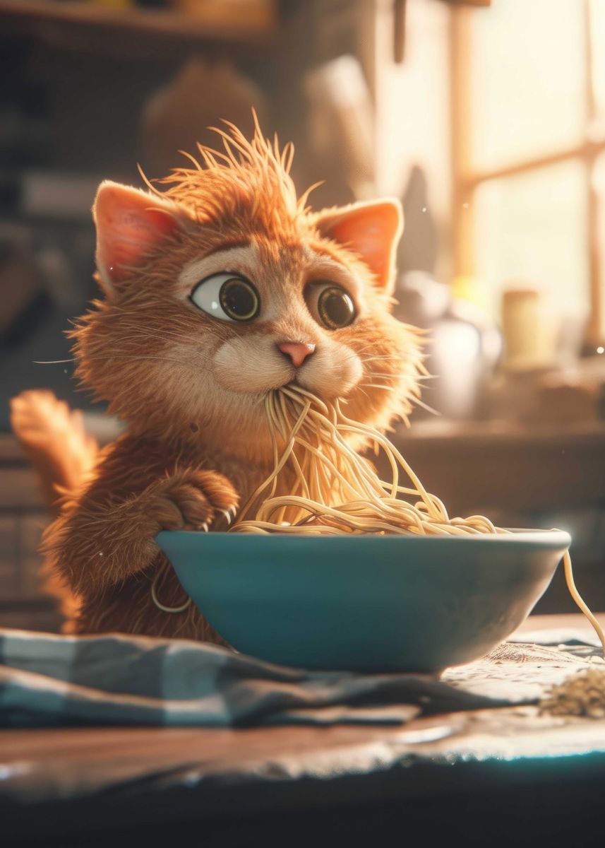 'Cute Cartoon Cat' Poster, picture, metal print, paint by Ray Faye ...