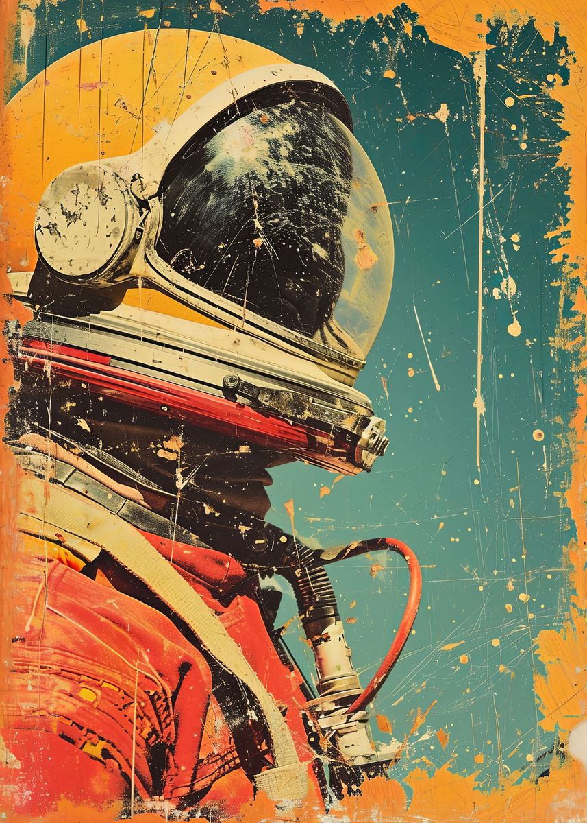 'Vintage Cosmic Explorer' Poster, picture, metal print, paint by MiTo Arts | Displate