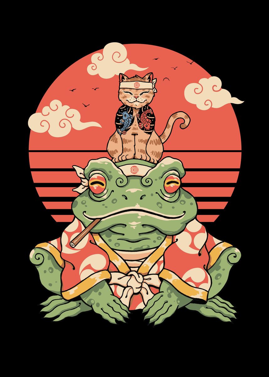 'Meowster and Croaker 2' Poster, picture, metal print, paint by vp ...