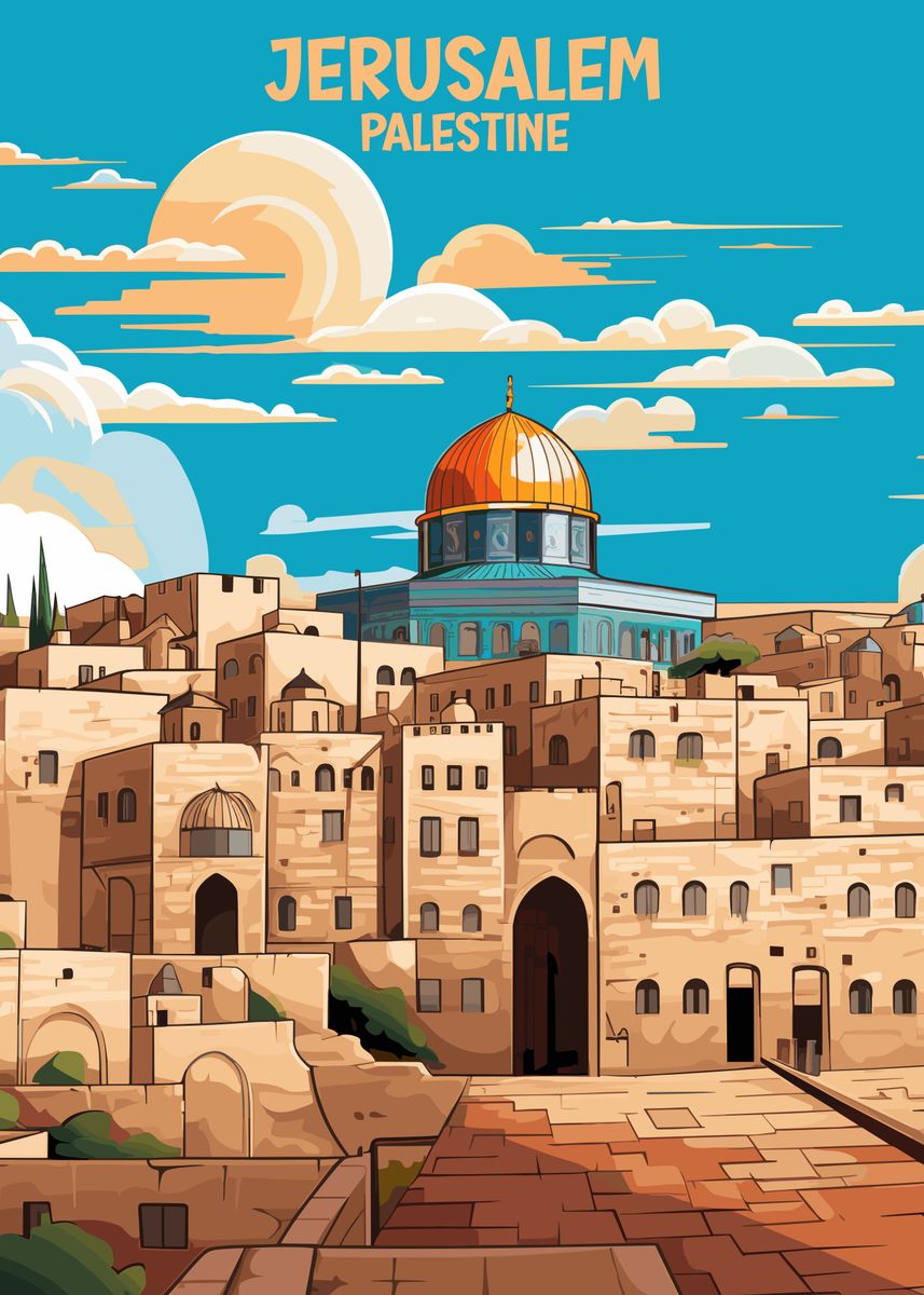 'Jerusalem Palestine Design' Poster, picture, metal print, paint by Omar Kanan | Displate