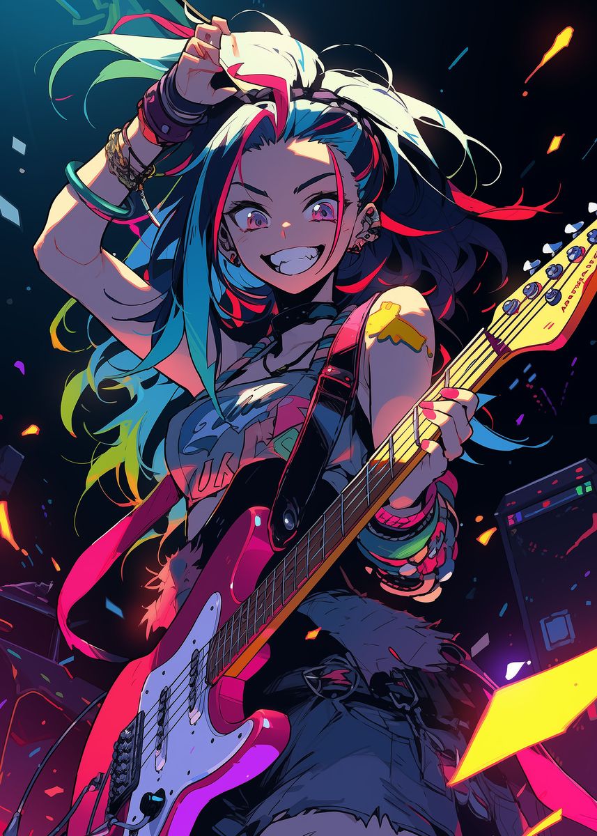 'Rockstar Punk Girl' Poster, picture, metal print, paint by Eline ...