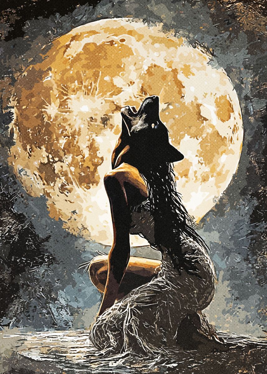 'Woman Wolf' Poster, picture, metal print, paint by Ammar Zain | Displate