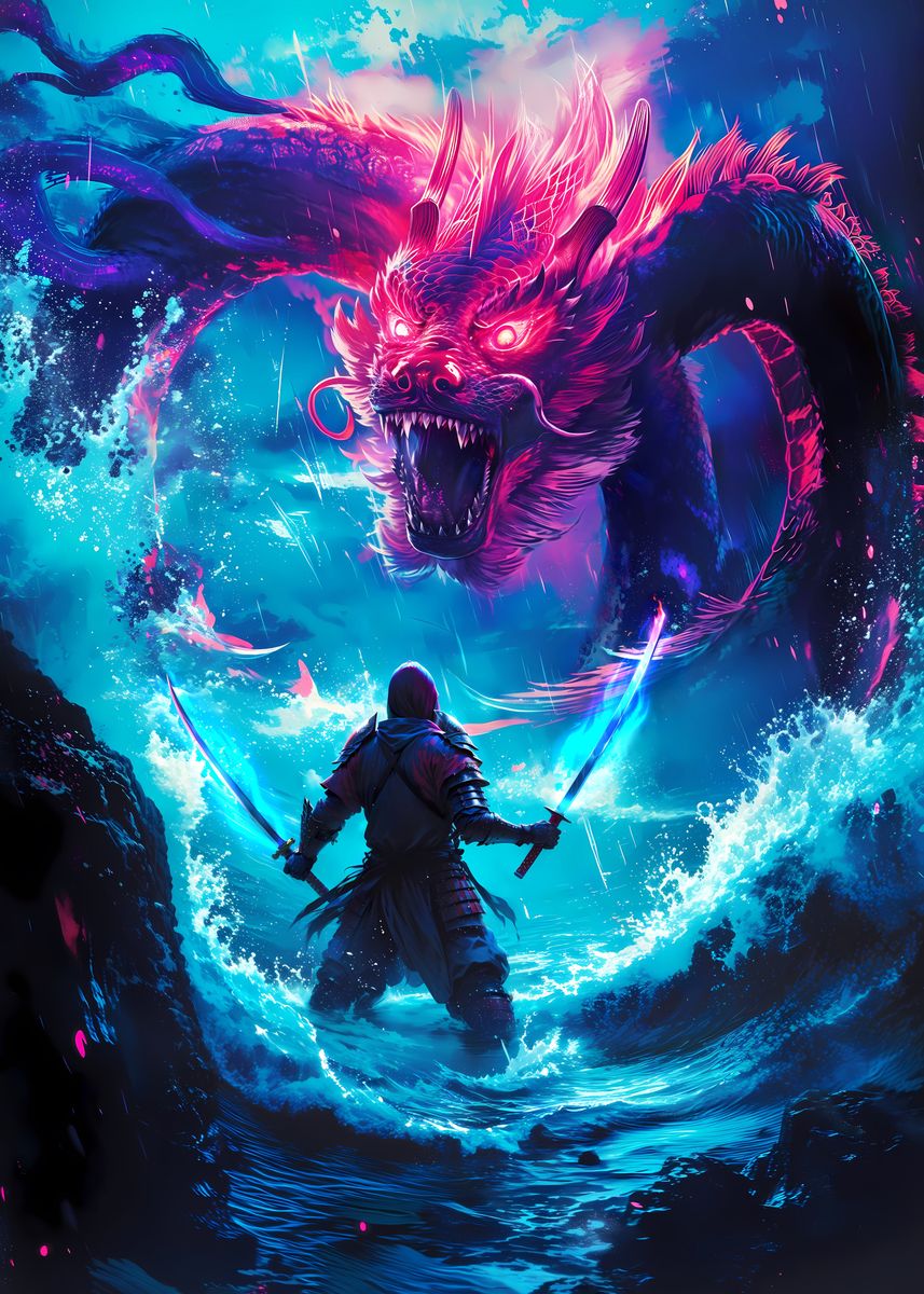 'Dragon Samurai Slayer' Poster, picture, metal print, paint by Luong ...