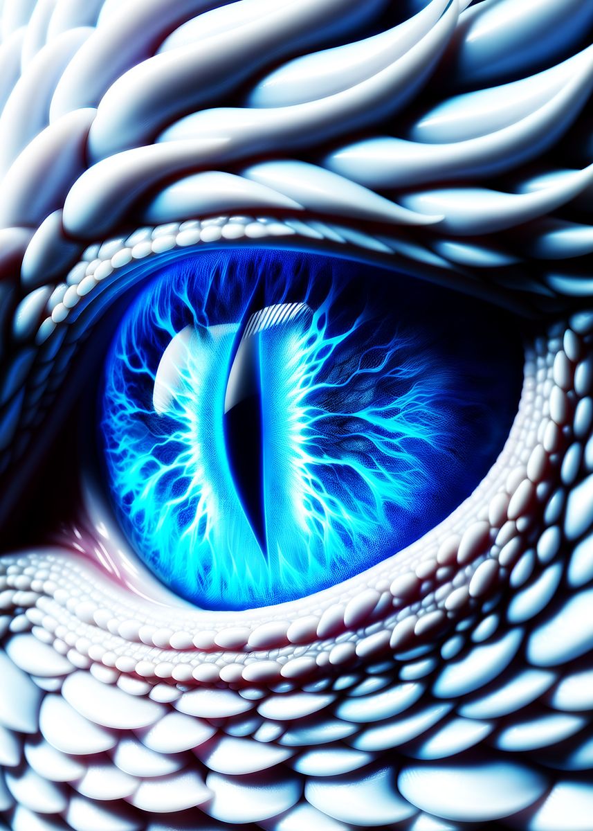 'Blue Dragon Eye' Poster, picture, metal print, paint by MDZ | Displate