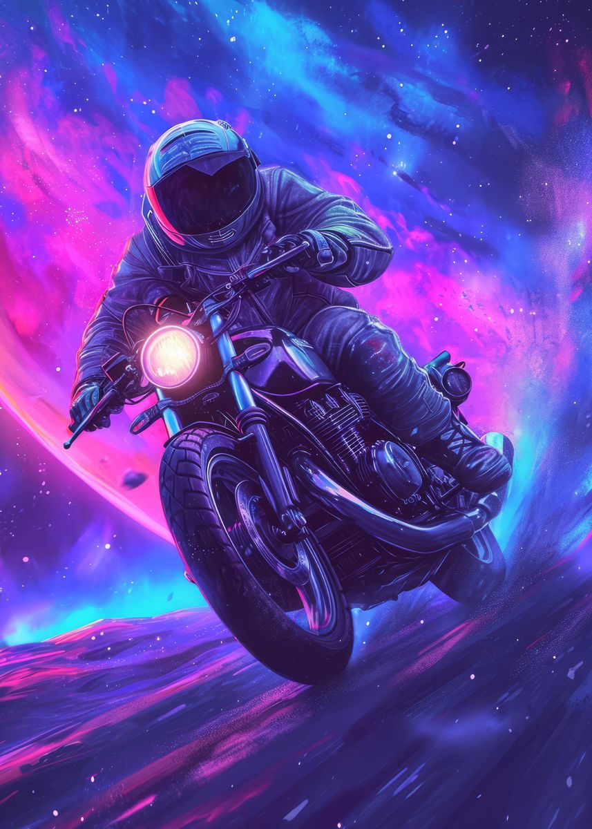 'Astronaut Motor in Space' Poster, picture, metal print, paint by ...