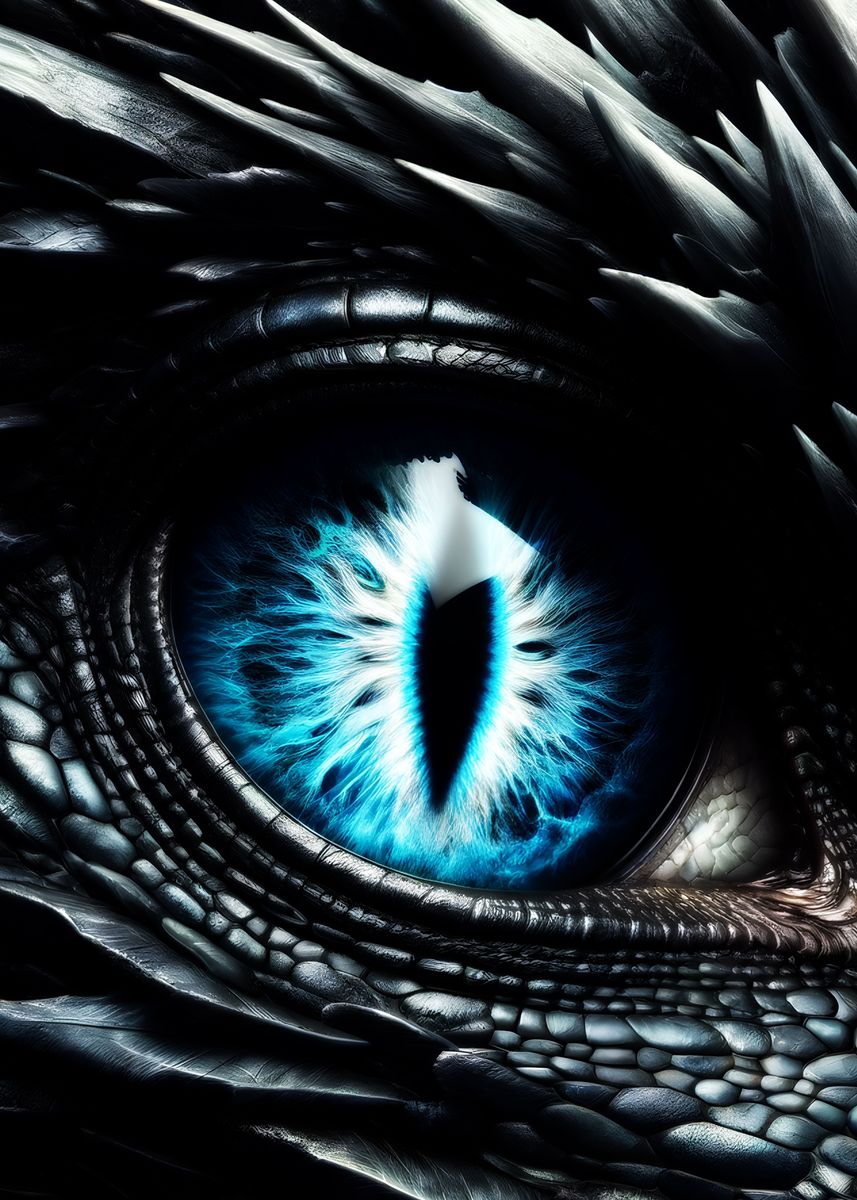 'Blue Dragon Eye' Poster, picture, metal print, paint by MDZ | Displate