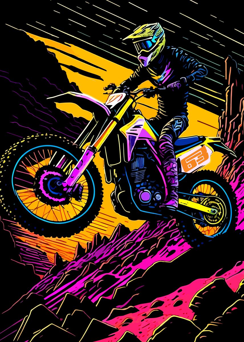 'Motocross Dirt Bike Rider' Poster, picture, metal print, paint by Jeff ...