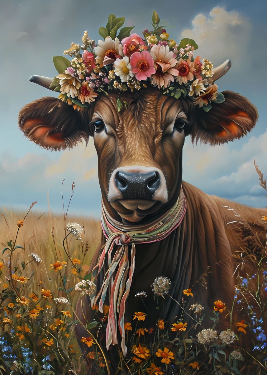 'Swiss Cow Rural Farm' Poster, picture, metal print, paint by Silvie ...