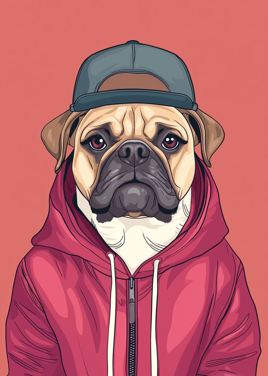 'Pug Style' Poster, picture, metal print, paint by Posterlicious | Displate