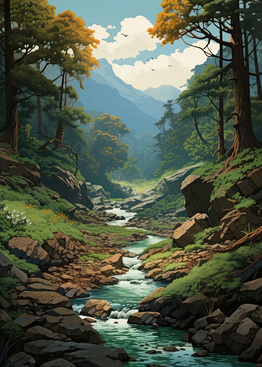 'jungle scape' Poster, picture, metal print, paint by Bernard Duke ...