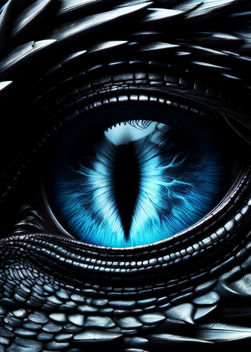 'Blue Dragon Eye' Poster, picture, metal print, paint by MDZ | Displate