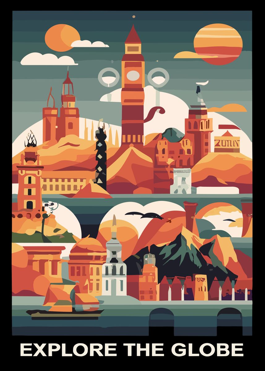 'Globe Explorations' Poster, picture, metal print, paint by Fahad Ahmed ...