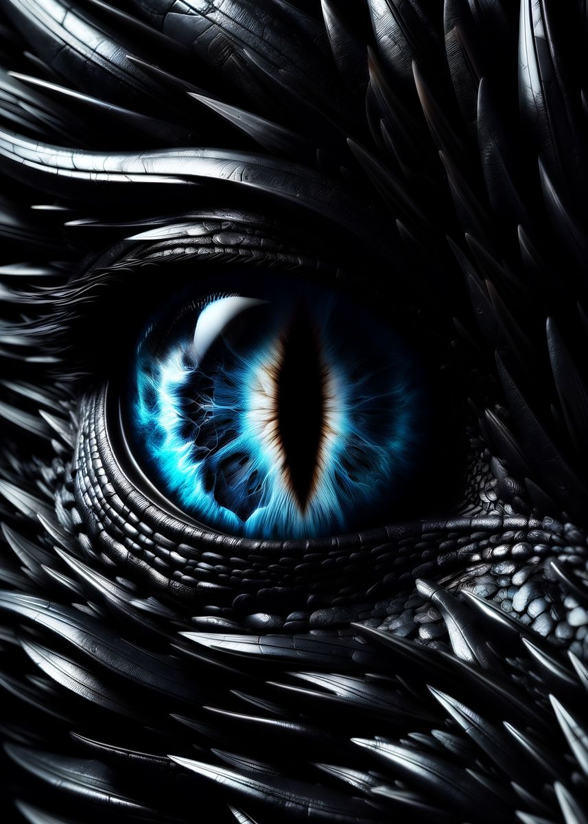 'Blue Dragon Eye' Poster, picture, metal print, paint by MDZ | Displate