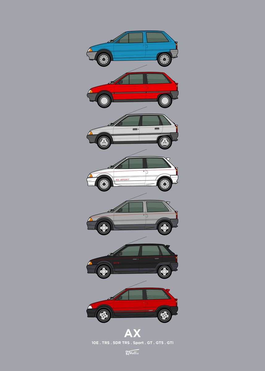 'AX Car Collection' Poster, picture, metal print, paint by Russell ...