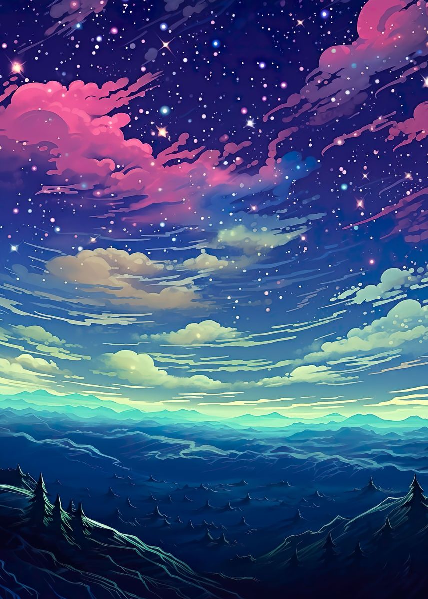 'beautiful starry sky' Poster, picture, metal print, paint by OMEGA ...