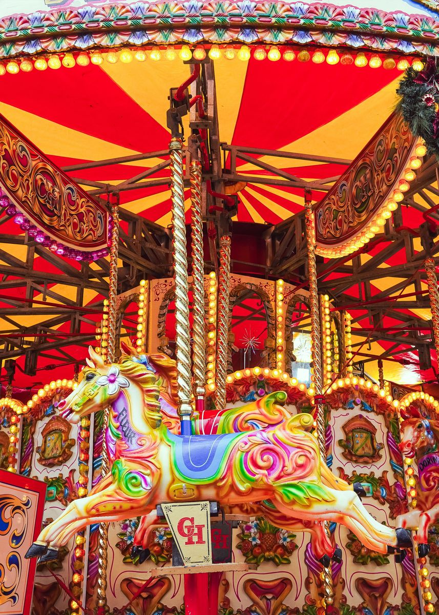 'Fairground ride Carousel' Poster, picture, metal print, paint by David ...