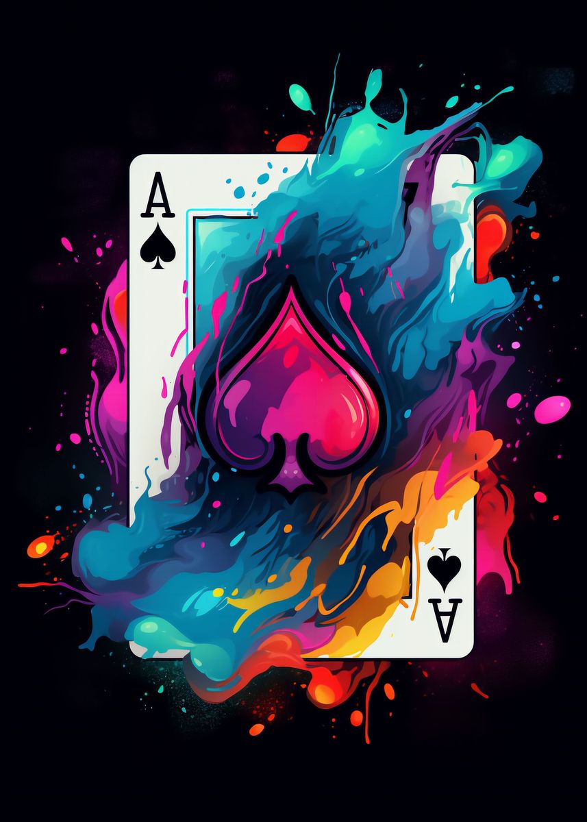 'Colorful Ace of Spades' Poster, picture, metal print, paint by ...