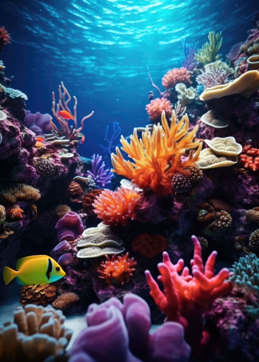 'Coral Reef' Poster, picture, metal print, paint by JR Artworks | Displate