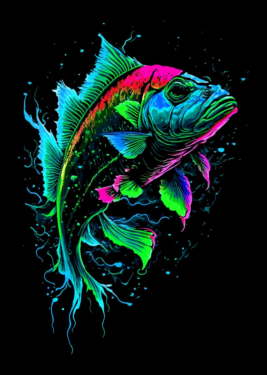 'Jumping Fish Color Splash' Poster, picture, metal print, paint by Jeff ...