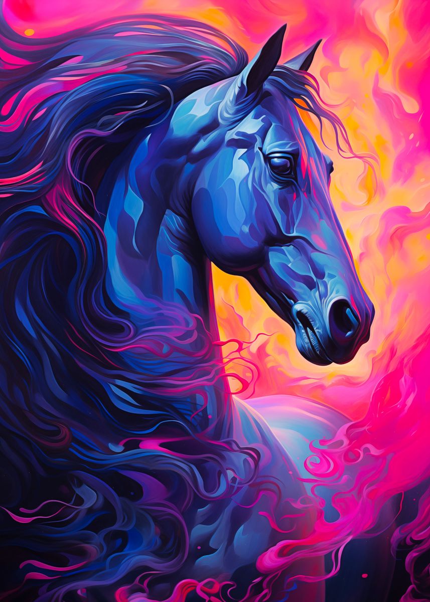 'Synthwave Stallion' Poster, picture, metal print, paint by Boot Hill ...