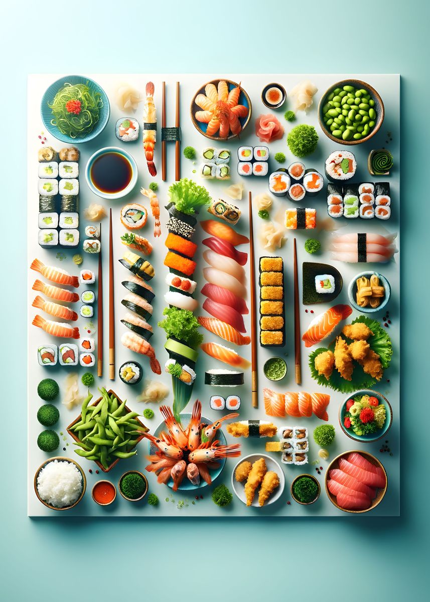 'Sushi Kitchen Restaurants' Poster, picture, metal print, paint by ...