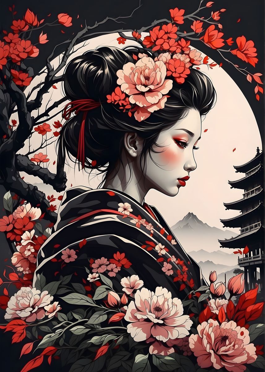 'Japanese Girl Geisha' Poster, picture, metal print, paint by Xăm Việt ...
