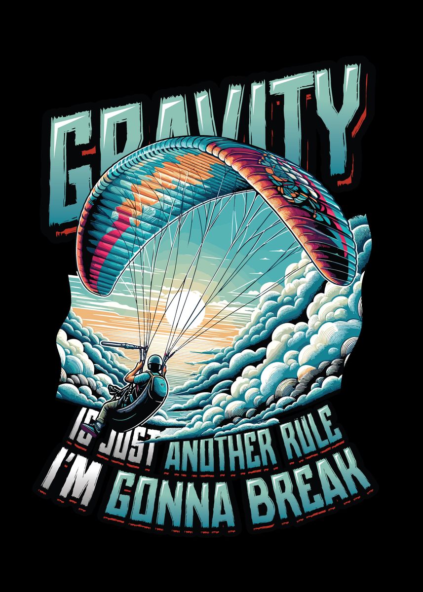 'Paragliding Skydiving' Poster, picture, metal print, paint by Sascha ...