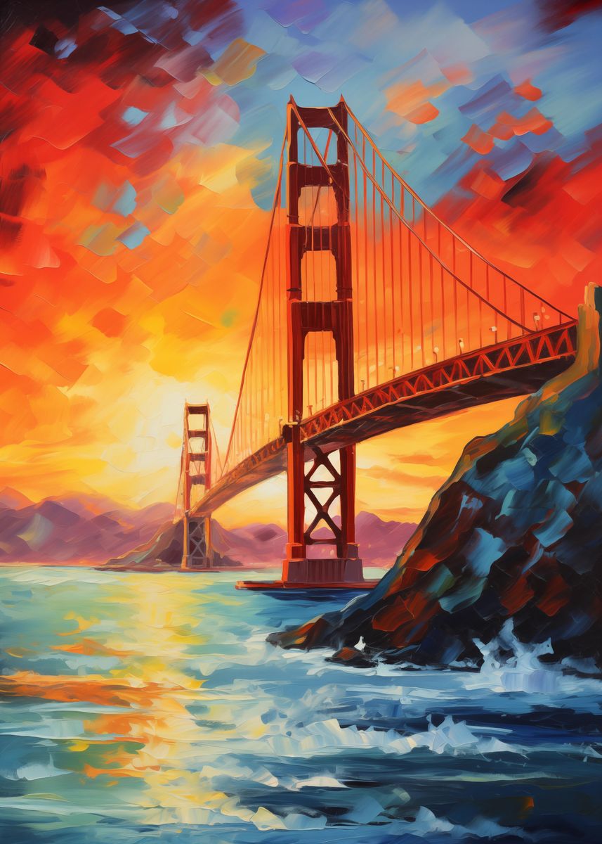 'Majestic Golden Gate' Poster, picture, metal print, paint by ...