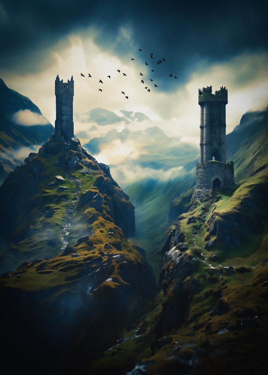 'Castles In The Mist' Poster, picture, metal print, paint by Jon ...