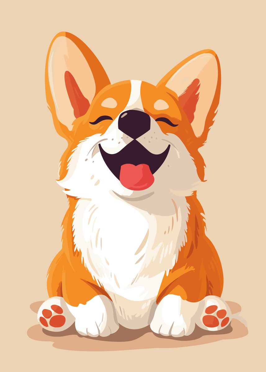 'Corgi Dog Illustration' Poster, picture, metal print, paint by Mesh ...