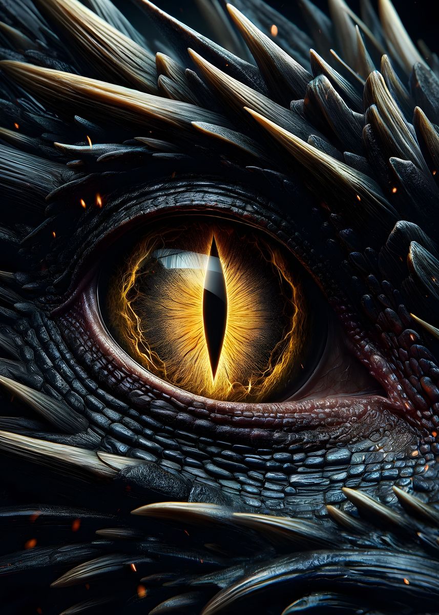 'Gold Dragon Eye' Poster, picture, metal print, paint by MDZ | Displate