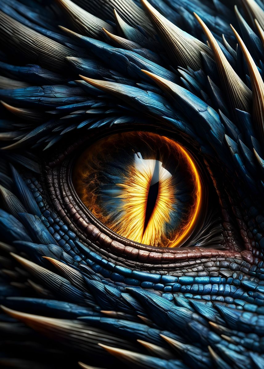 'Gold Dragon Eye' Poster, picture, metal print, paint by MDZ | Displate