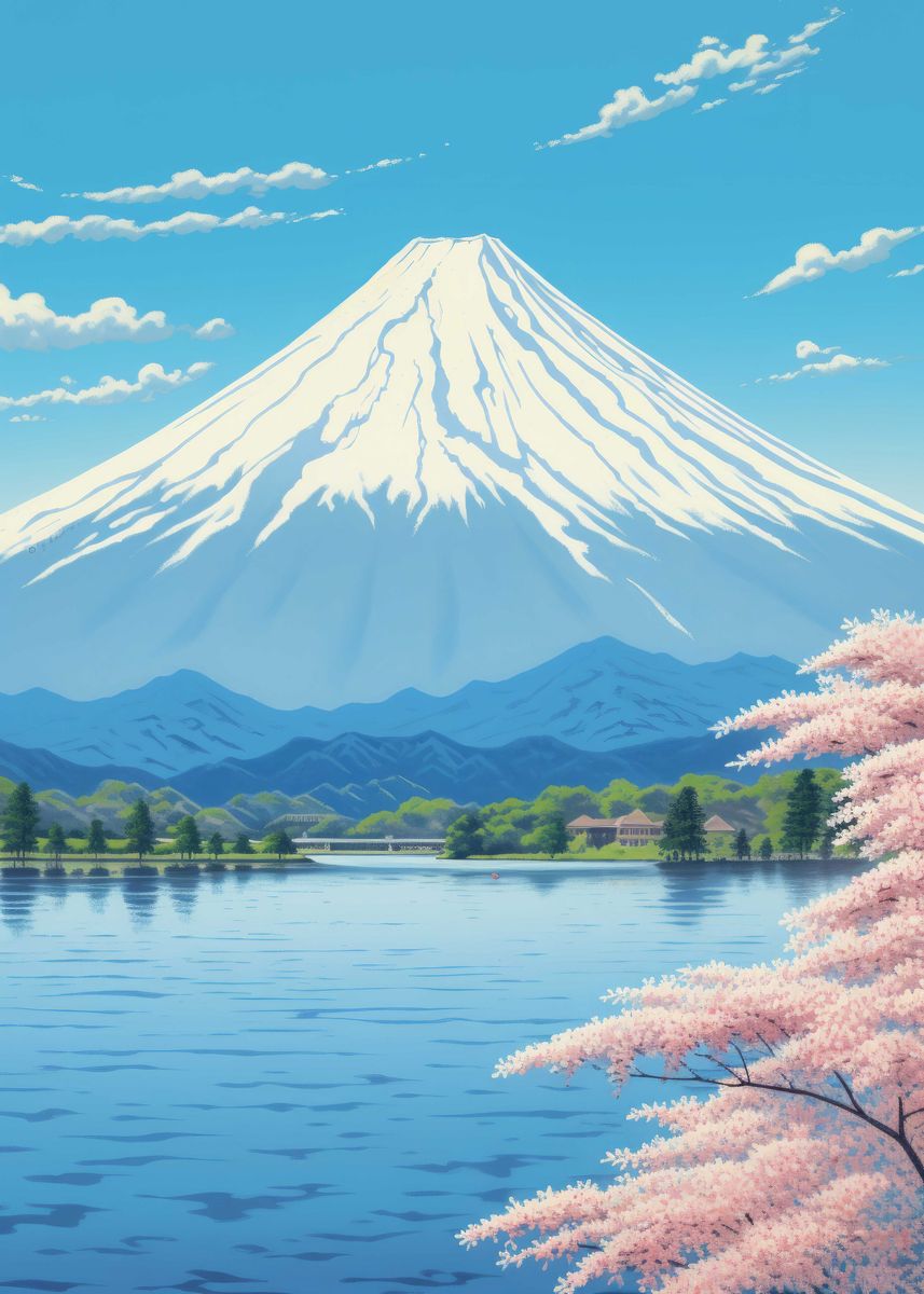 'Fuji Japanese Painting' Poster, picture, metal print, paint by Kai ...