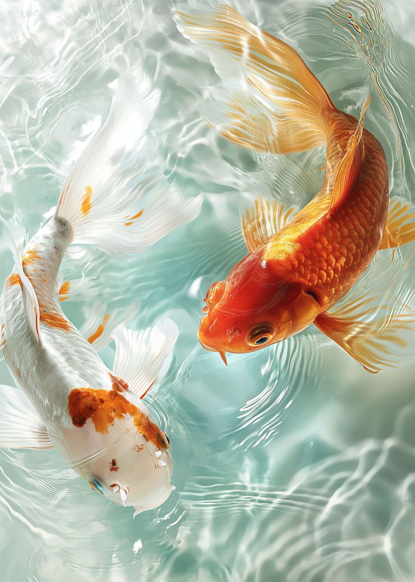 'Goldfish Dance in Water' Poster, picture, metal print, paint by ...
