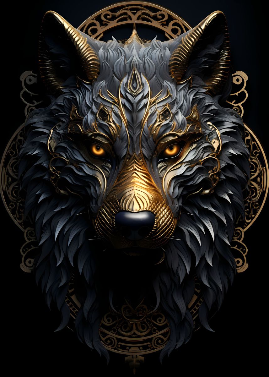 'Abstract Wolves Head Wolf' Poster, picture, metal print, paint by ...