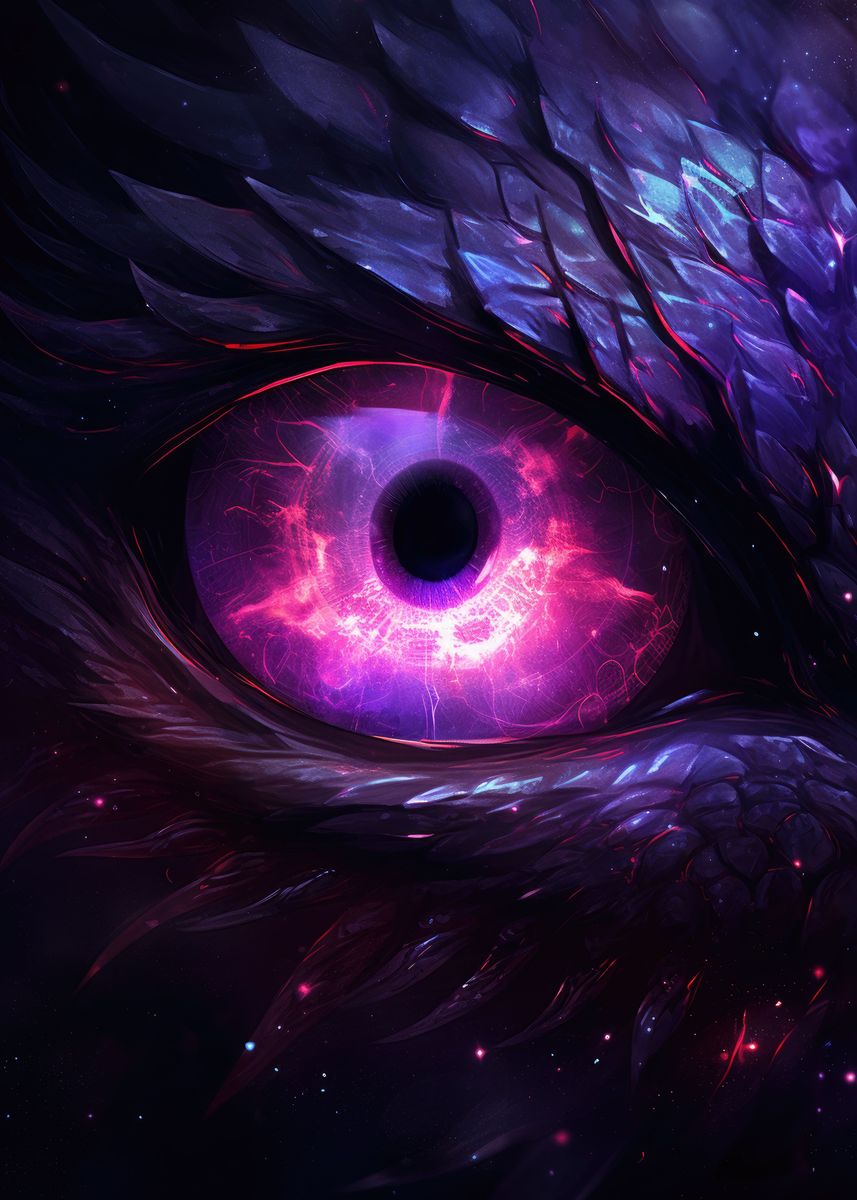 'Purple Dragon Eye' Poster, picture, metal print, paint by Jan | Displate