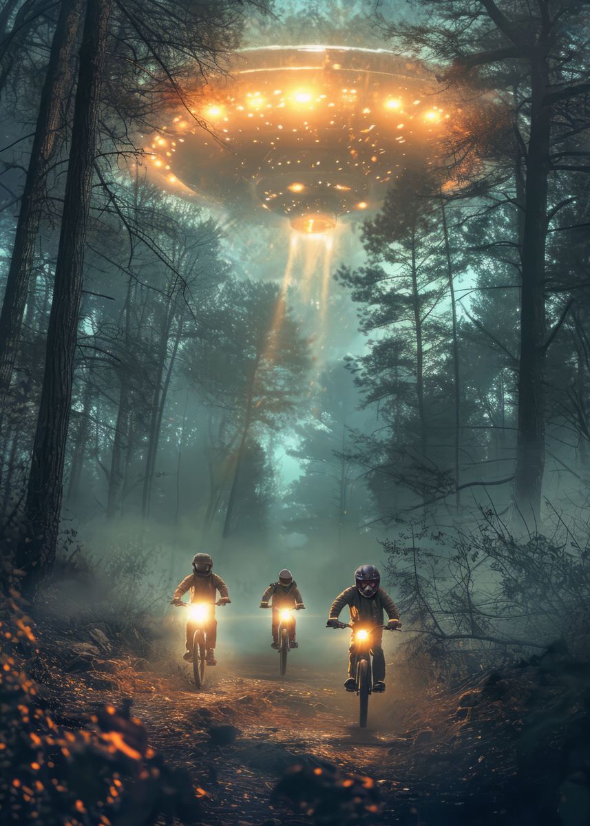 'BMX Forest Alien Chase' Poster, picture, metal print, paint by Craig ...