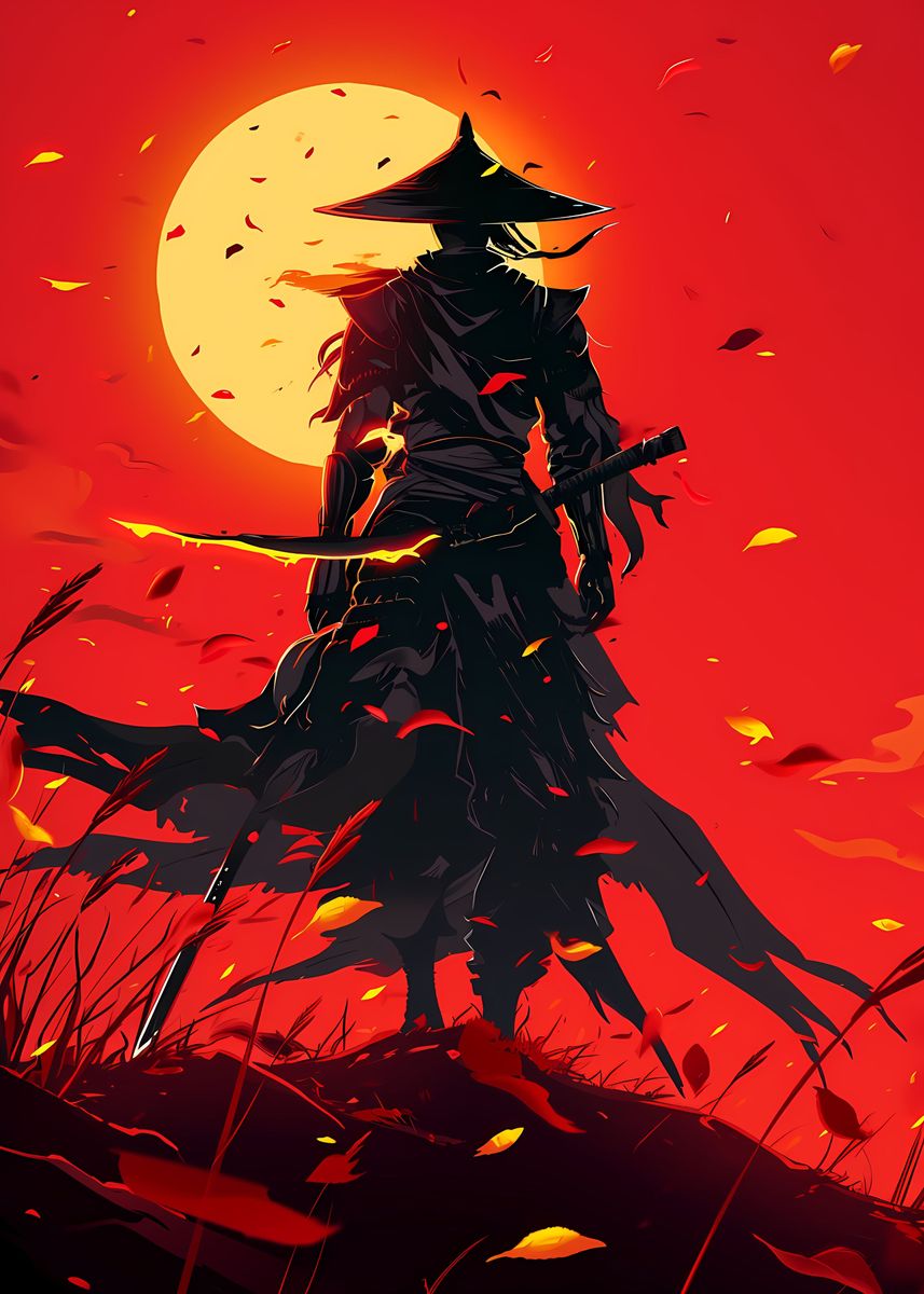 'Lonely Ronin at sunset' Poster, picture, metal print, paint by ...