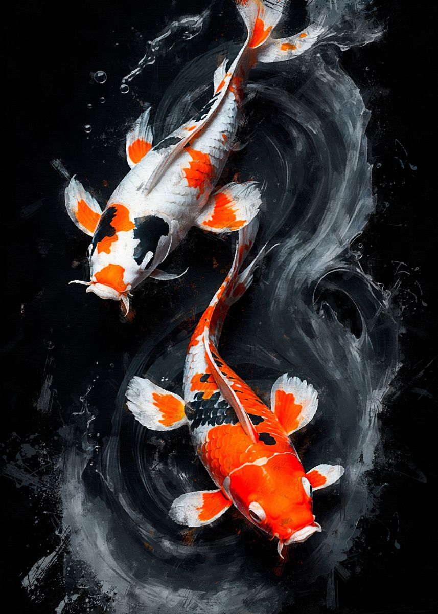 'Dance of the Koi' Poster, picture, metal print, paint by FlyingBlade ...