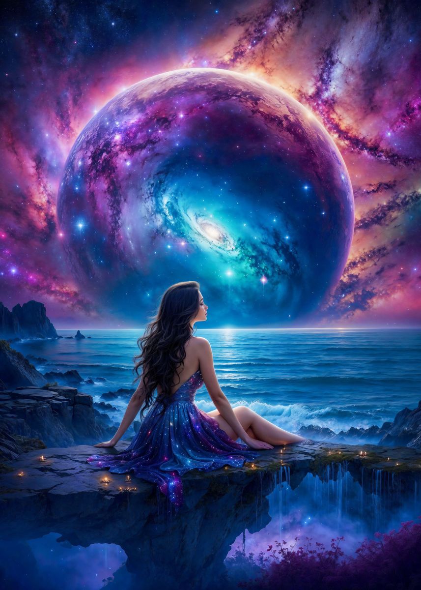 'Galaxy Lady' Poster, picture, metal print, paint by Lootprint | Displate