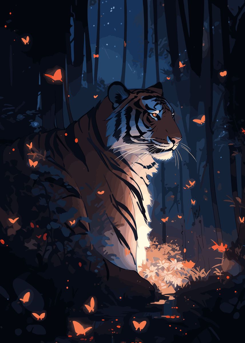 'Celestial Tiger Ethereal' Poster, picture, metal print, paint by ...