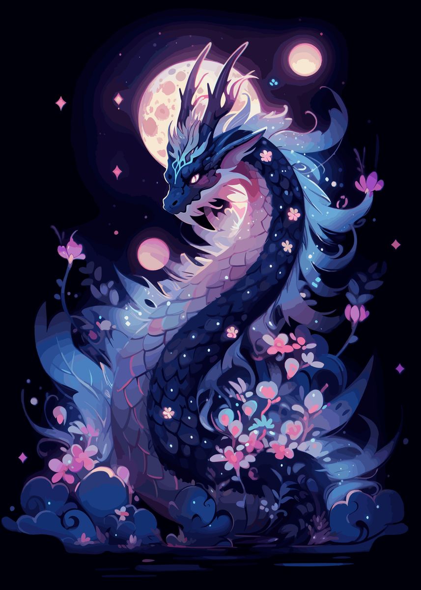'Celestial Dragon Ethereal' Poster, picture, metal print, paint by ...