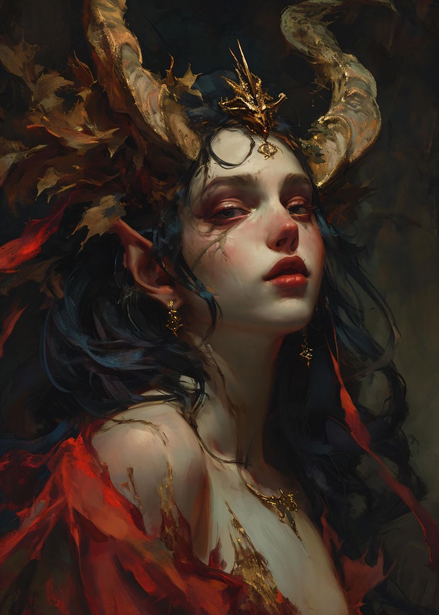 'Autumn Demon' Poster, picture, metal print, paint by Tokaba art | Displate