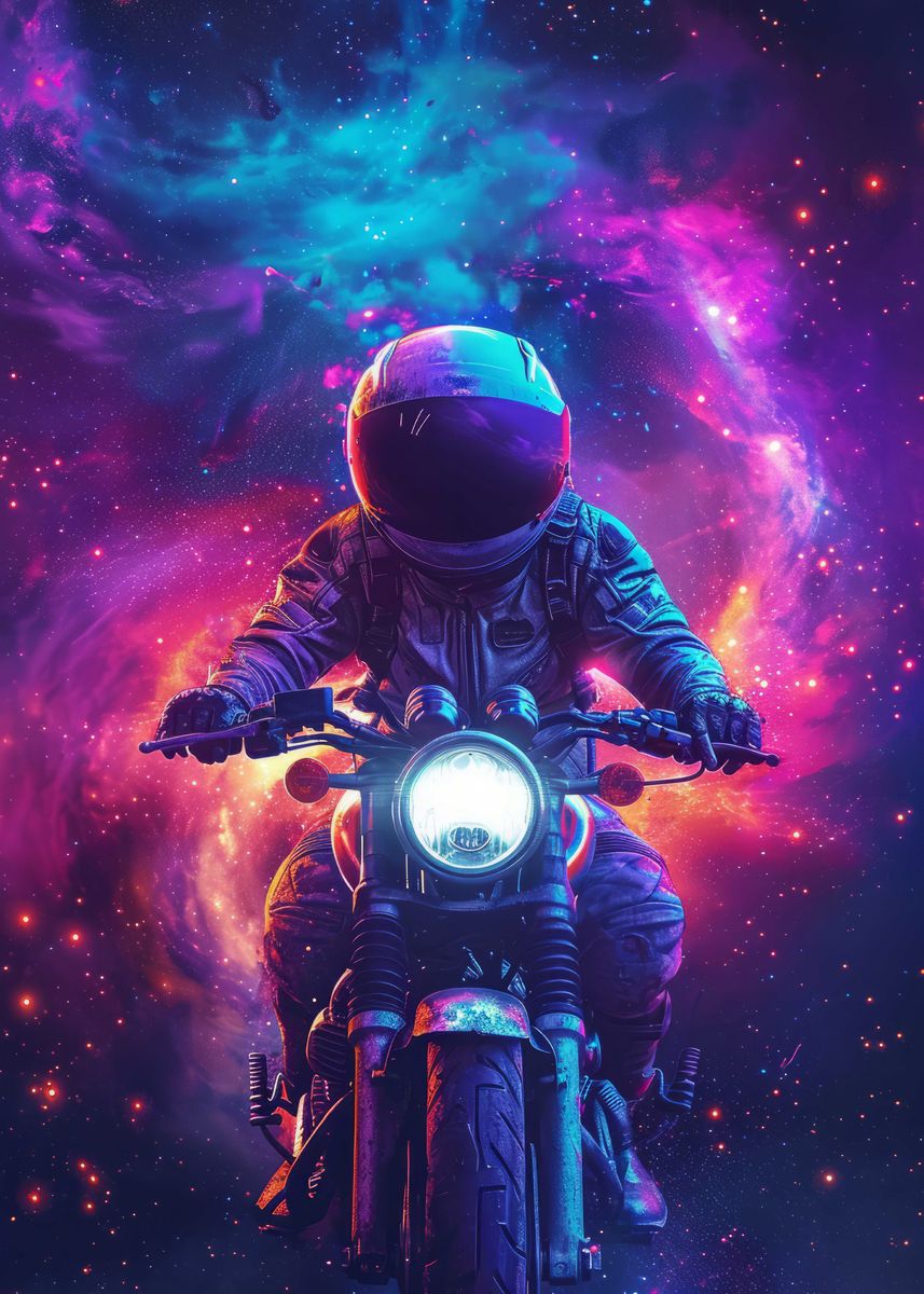 'Motor Astronaut in Space' Poster, picture, metal print, paint by ...