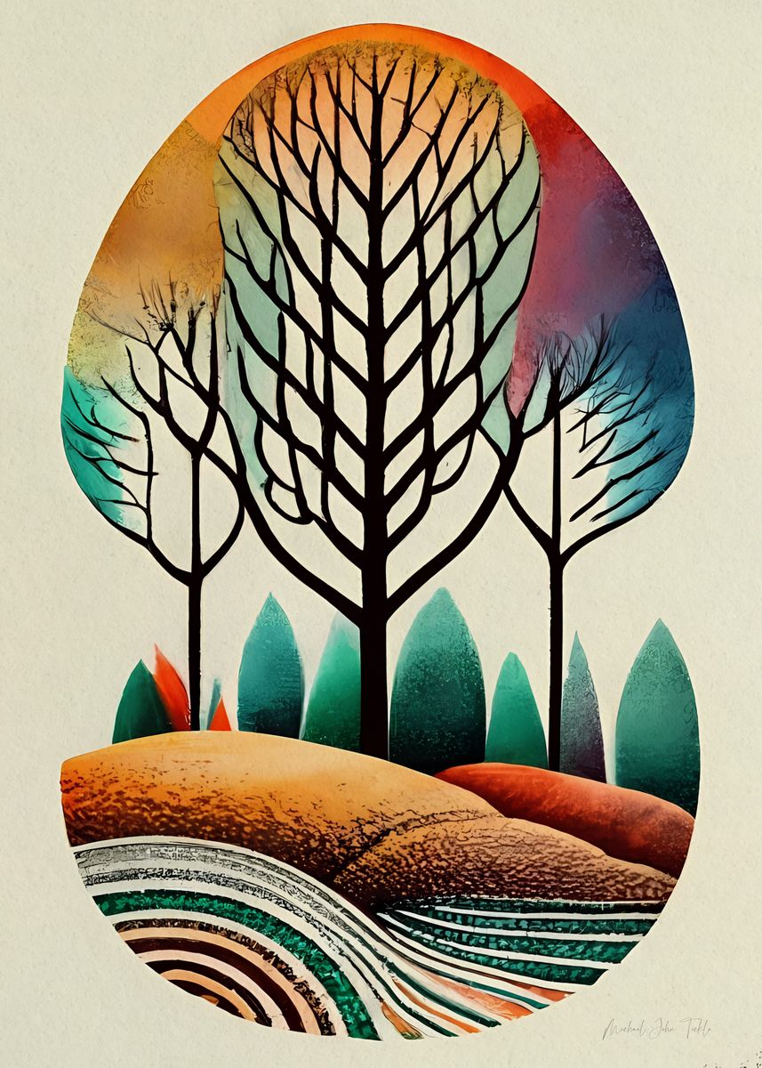 'Modern Tree Design' Poster, picture, metal print, paint by Arts and ...