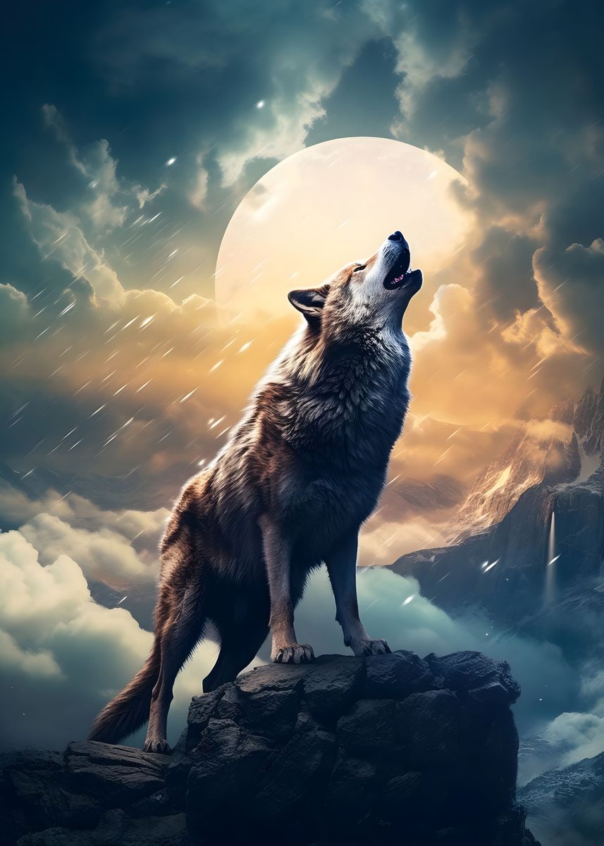 'Mystic Moon Wolf' Poster, picture, metal print, paint by Danan Putra ...