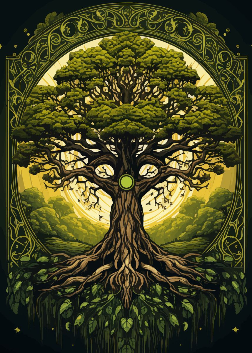 'Dark green tree of life' Poster, picture, metal print, paint by Stefan ...