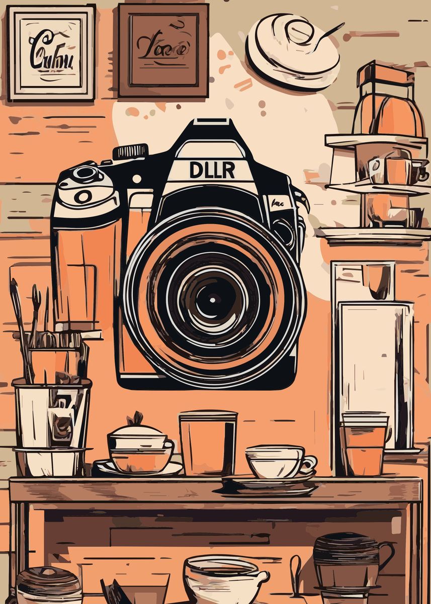 'Dslr Camera Coffee 5' Poster, picture, metal print, paint by Maricris ...