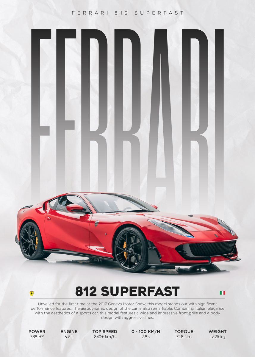 'Ferrari 812 Superfast' Poster, picture, metal print, paint by ...