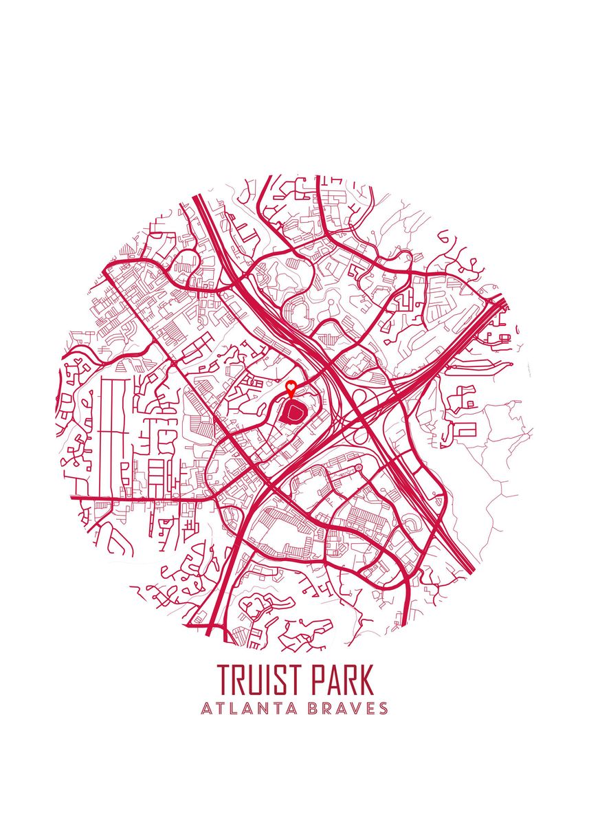 'Truist Park Stadium Map' Poster, picture, metal print, paint by KI RU ...